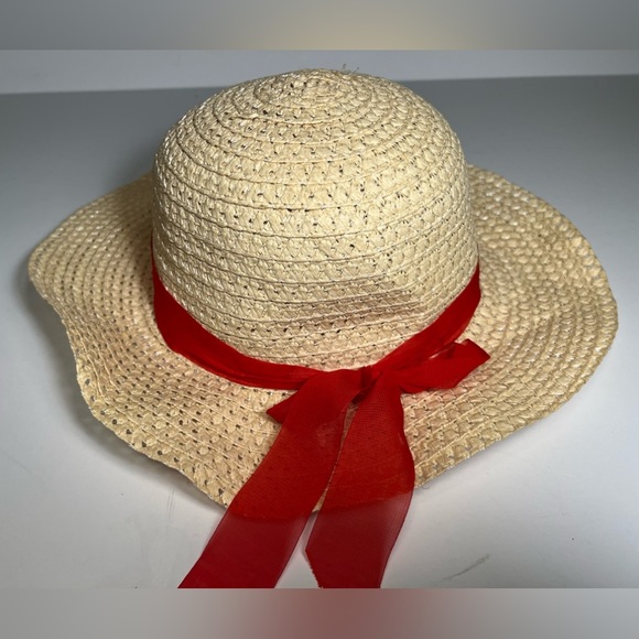 Accessories | Sun Paper Hat 3 Inch Wide Rim With A Red Ribbon 8 Inch ...